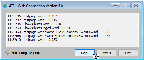 The main server process form - West Wind Web Connection